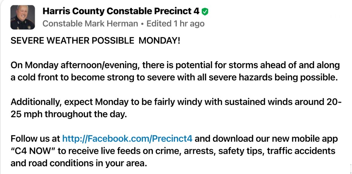 Severe weather possible Monday!