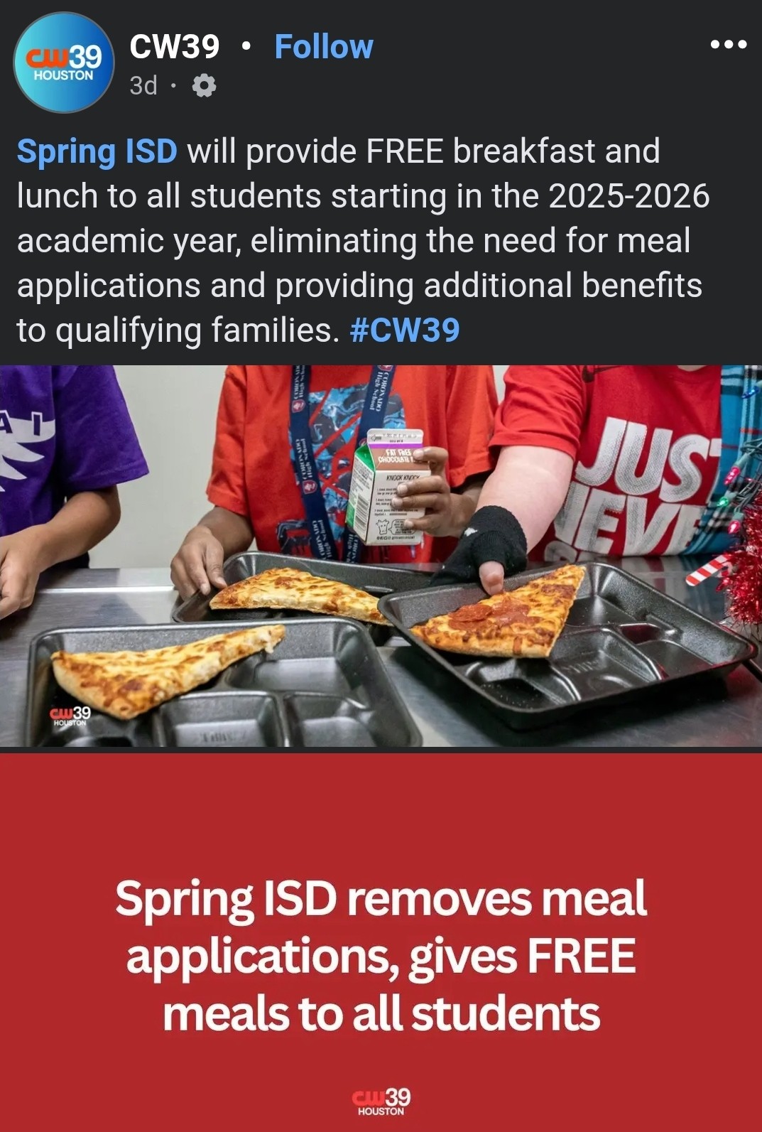 Spring ISD Removes Meal Applications