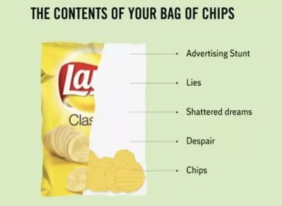 Chips in the chip bag.