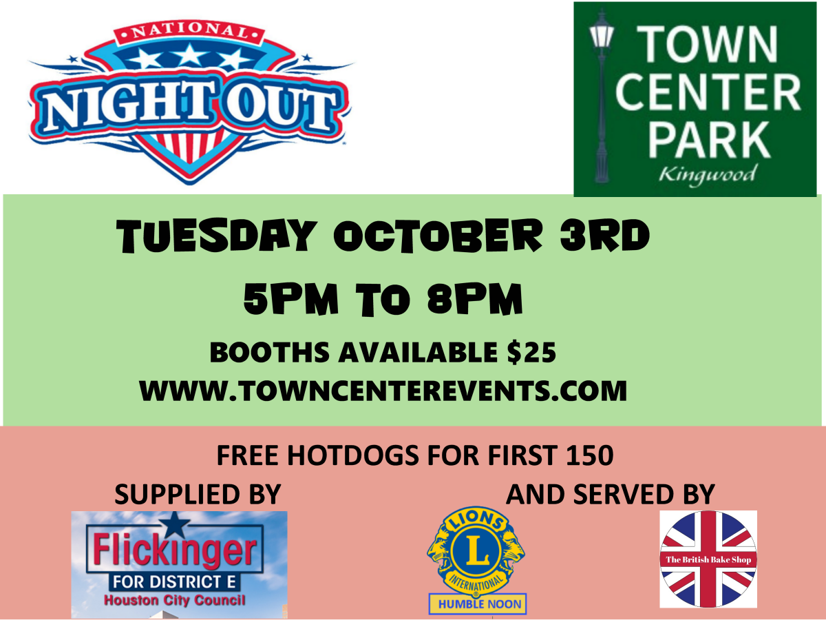Don't forget National Night Out tomorrow Tuesday 3rd from 5pm to