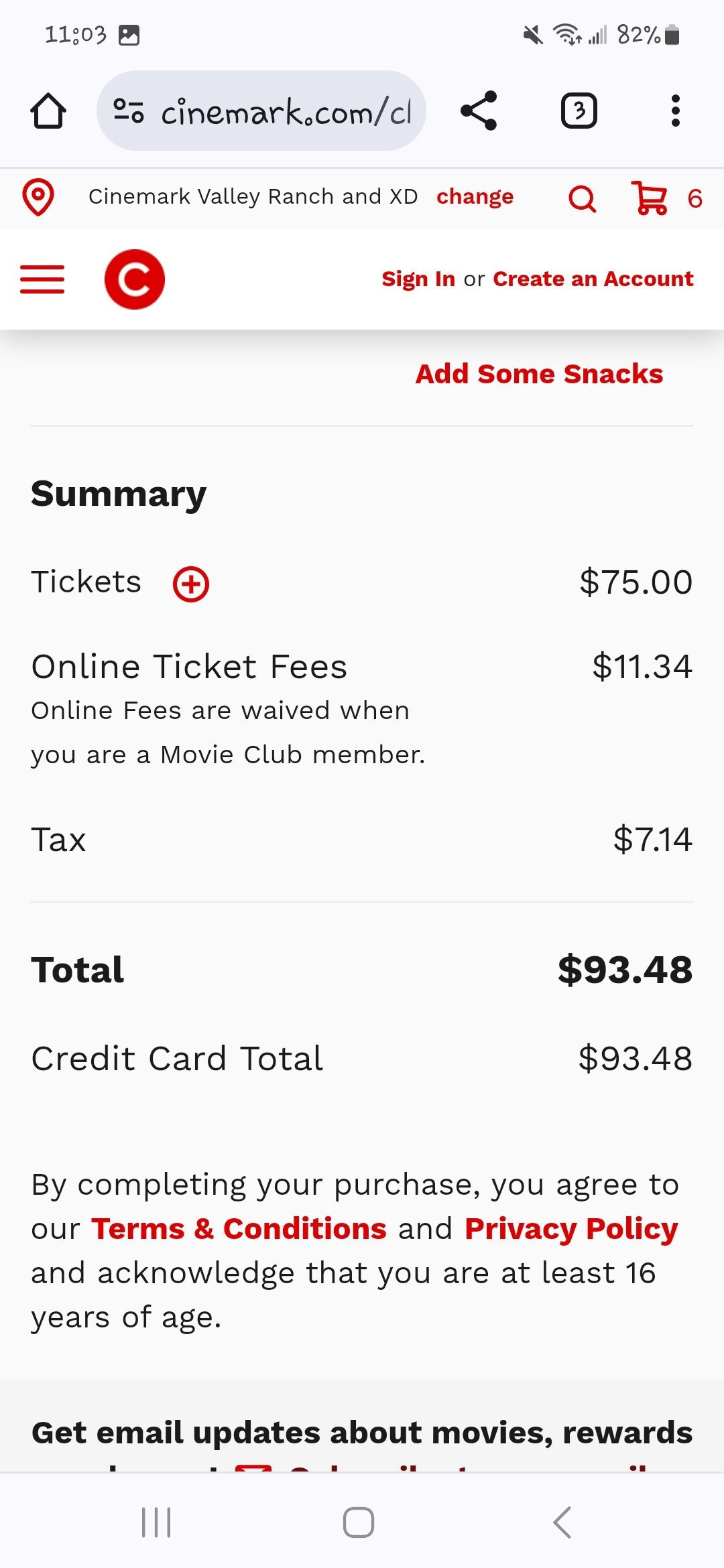 Movie ticket prices