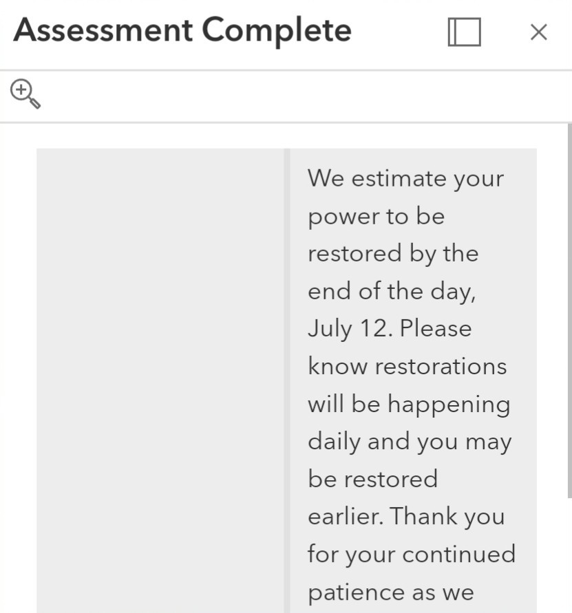 Centerpoint map outage shows estimates for some areas.