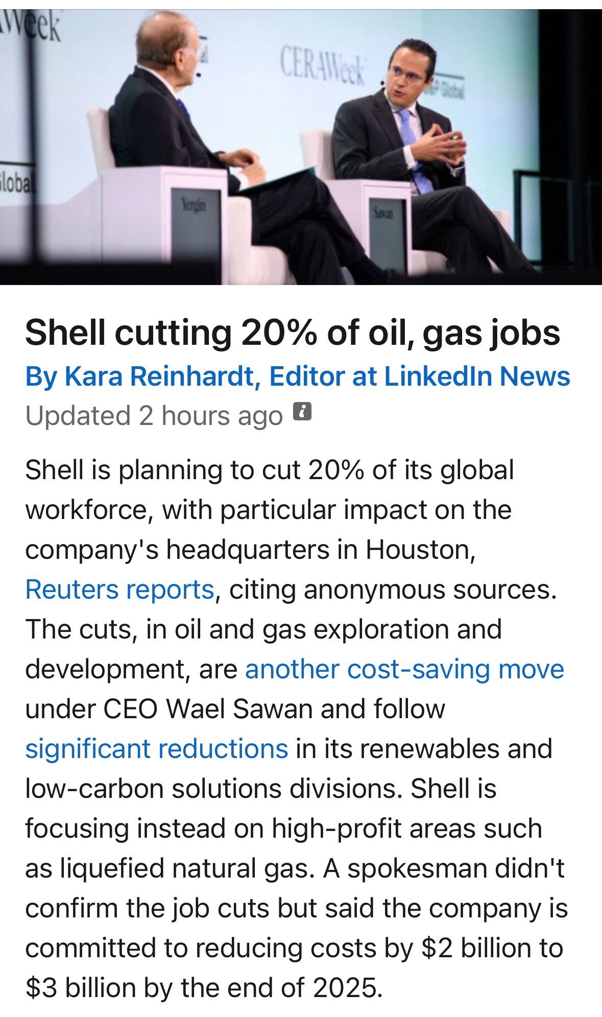 Layoffs @ Shell