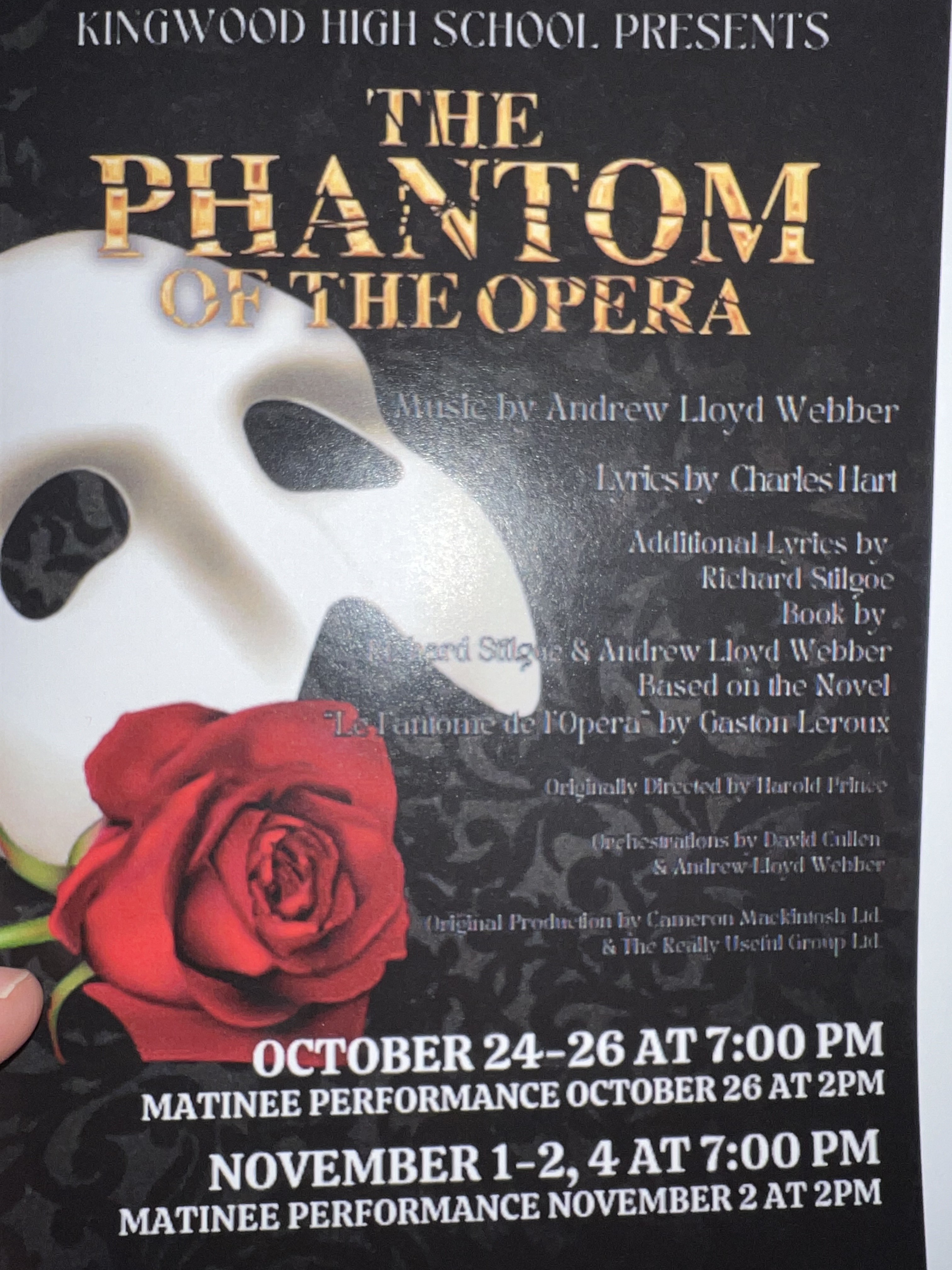 date night at the high school Phantom of the opera play