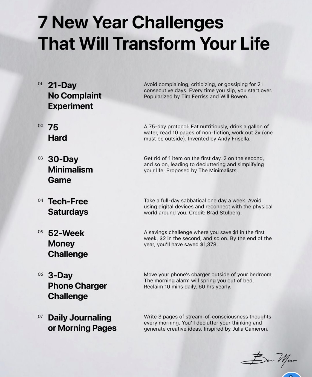 7 New Year's Challenges that'll transform your life.