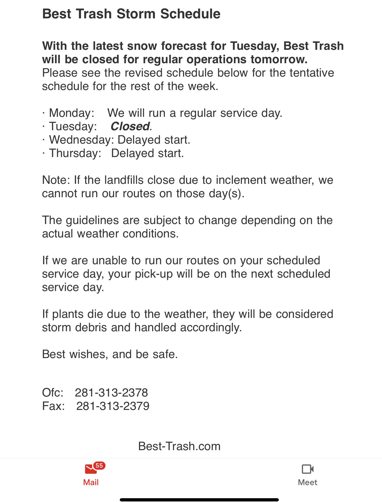 Best Trash Storm Schedule. There will be no trash pickup on Tue