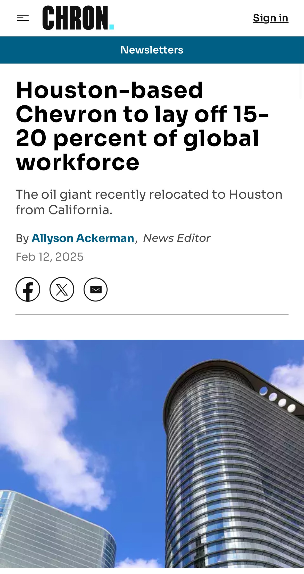 Chevron announcing layoffs