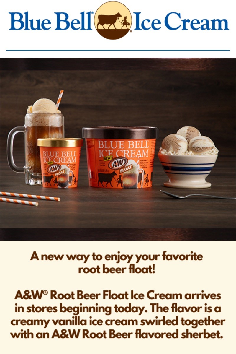 Blue Bell's newest flavor is coming out today. A & W Rootbeer