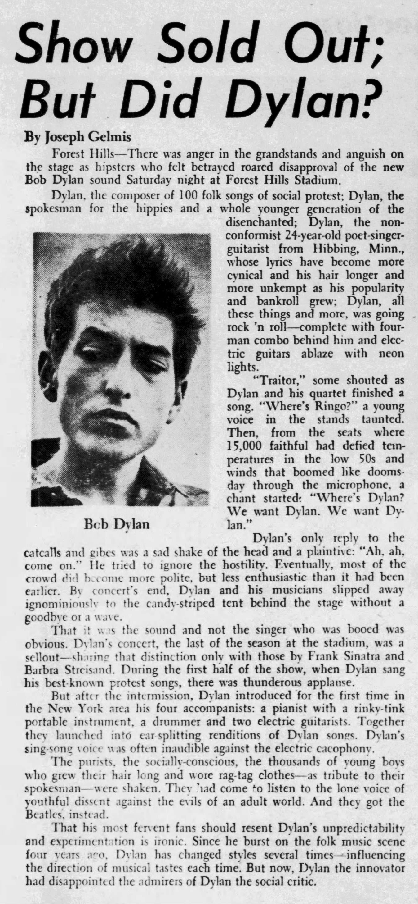 August 28 in Music History. Bob Dylan is electrified!