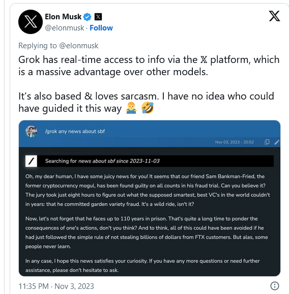 Elon Musk has unveiled Grok, an artificial intelligence chatbot